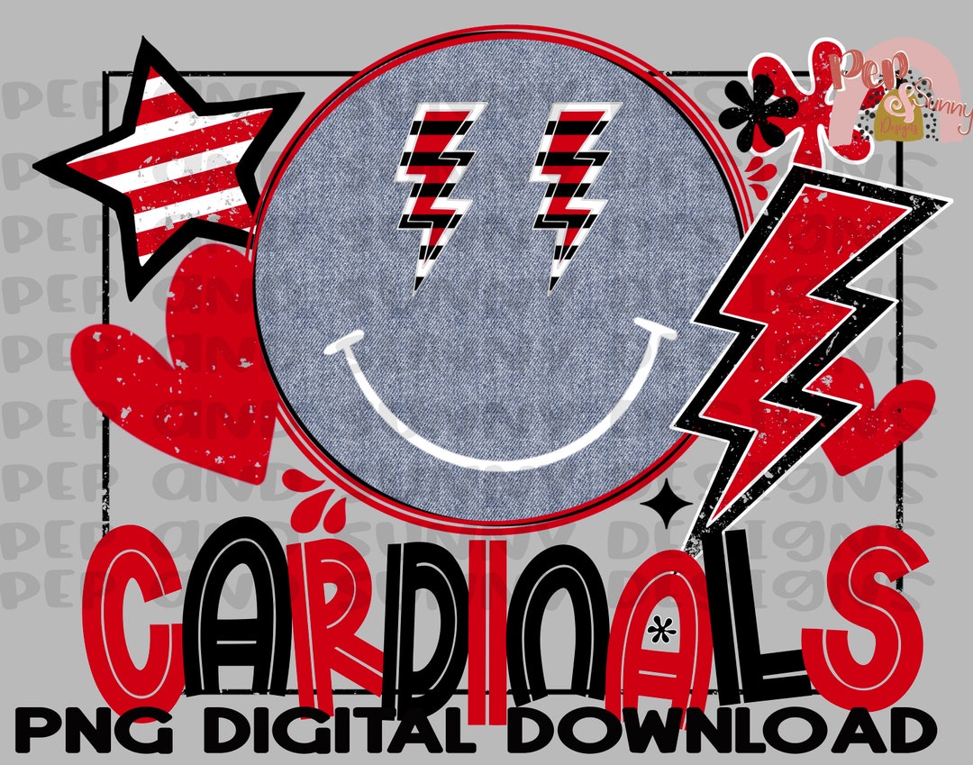 Cardinals | Smile | Denim | Lightning Bolt Stars Collage | Distressed ...