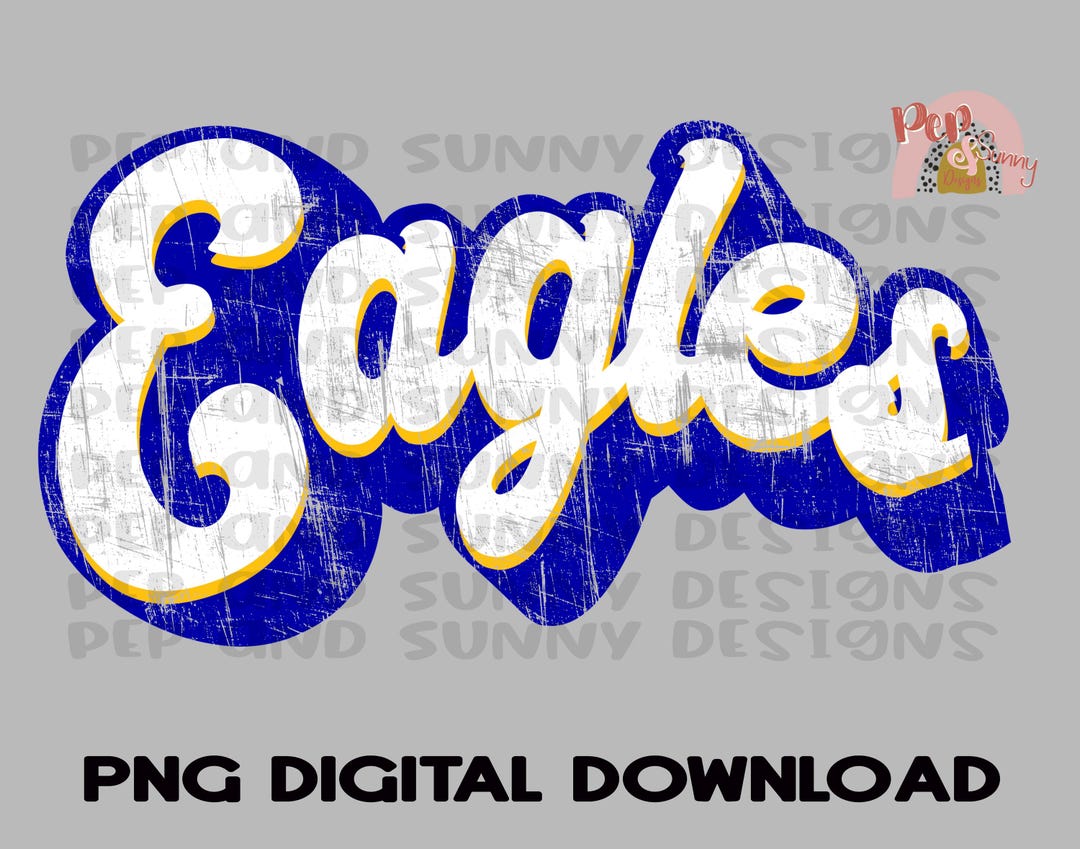 Eagles Royal Blue Yellow Gold Retro Design | Distressed | Spirit Tee ...