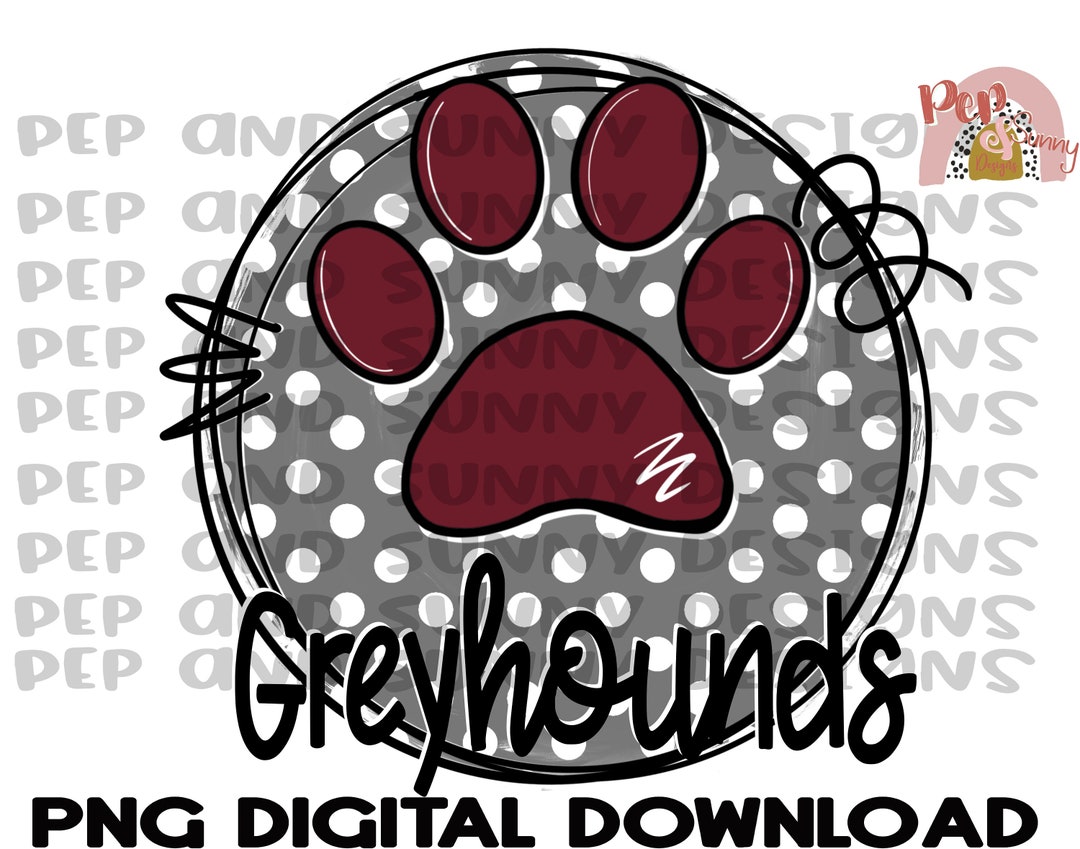 Greyhounds | Paw Print | Mascot | Spirit Tee | PNG Digital Download ...