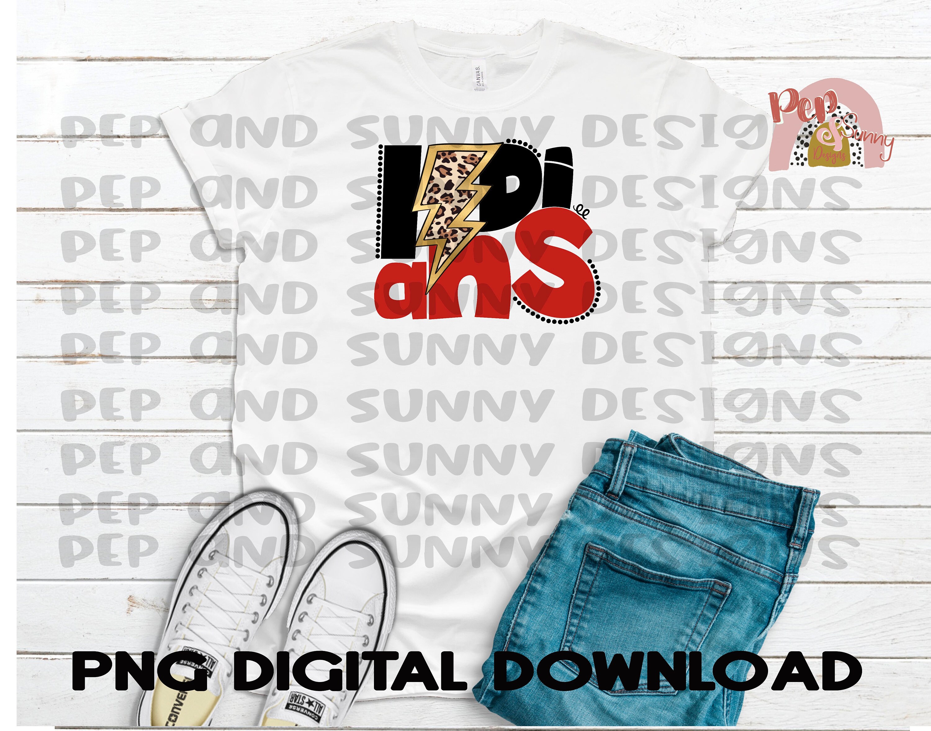 Indians | Leopard Lightning Bolt | Spirit Tee | PNG Digital Download ...