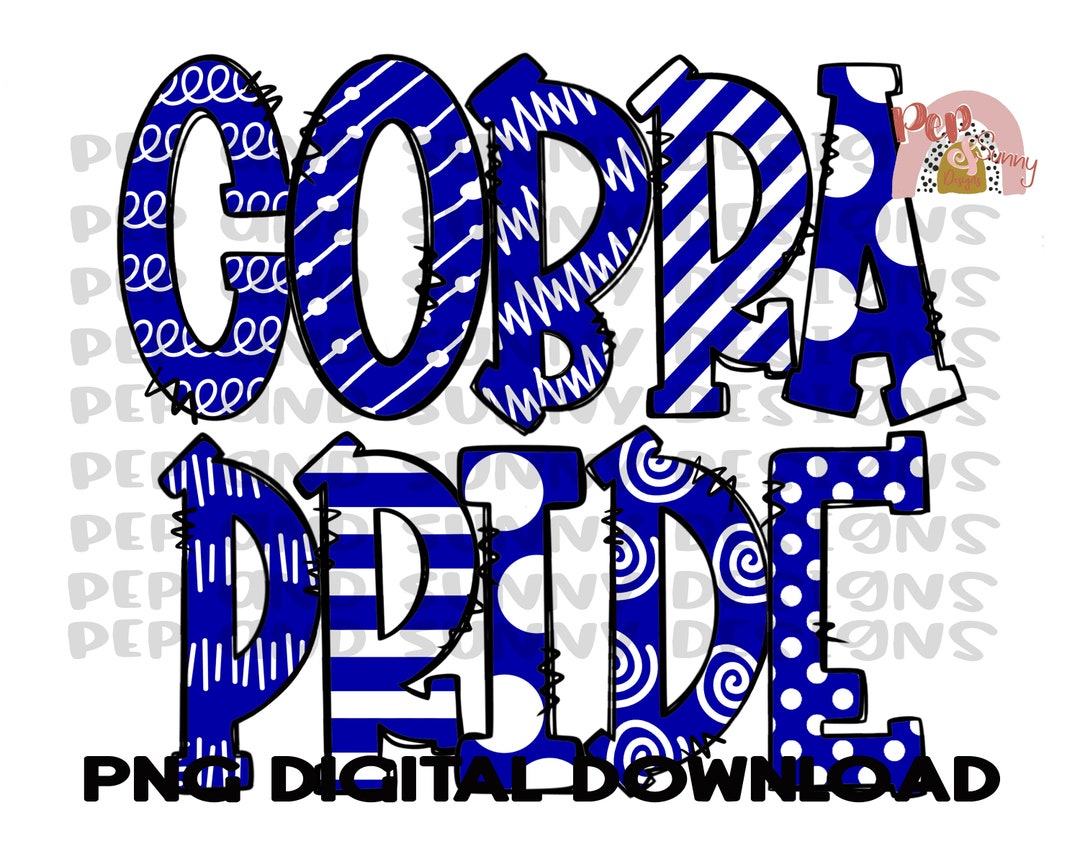 Cobra Pride | Royal Blue | Spirit Tee | Doodle Design | PNG Digital ...