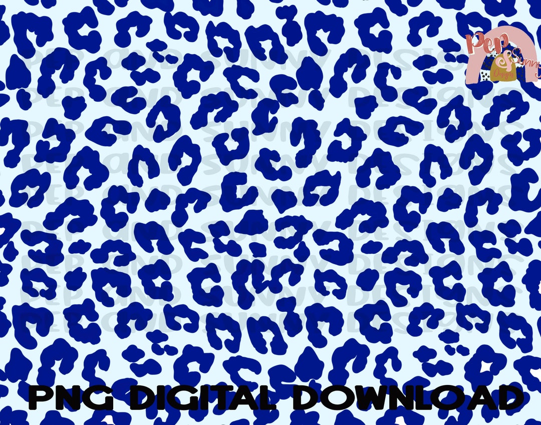 Royal Blue and Light Blue Leopard | Background | Hand Drawn | PNG ...