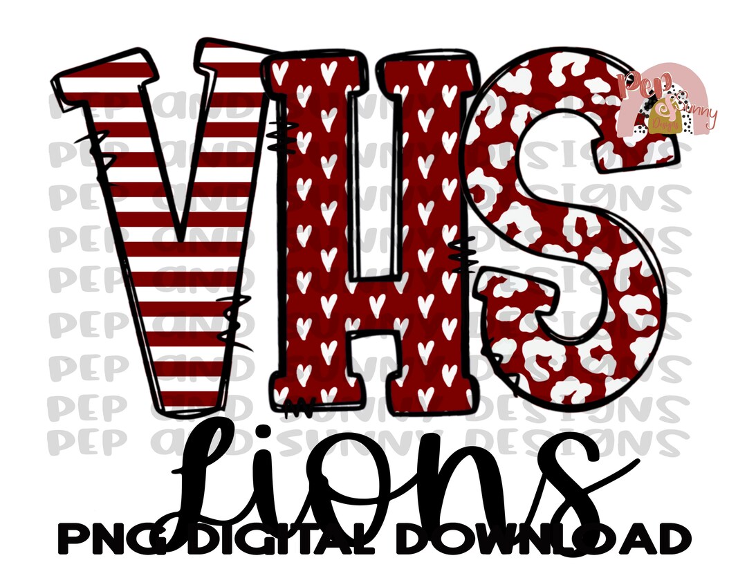 VHS Lions | Your School | Spirit Tee | Doodle Design | Mascot | PNG ...