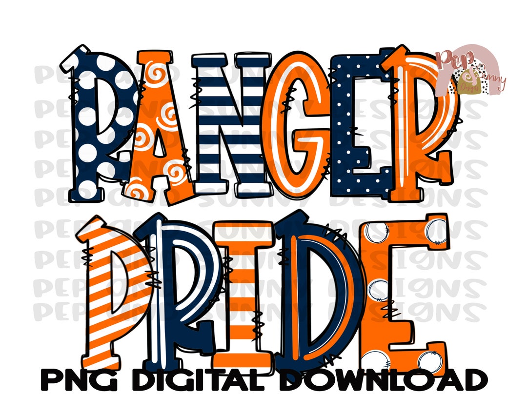 Rangers | Ranger Pride | Doodle Design | Spirit Tee | PNG Digital ...