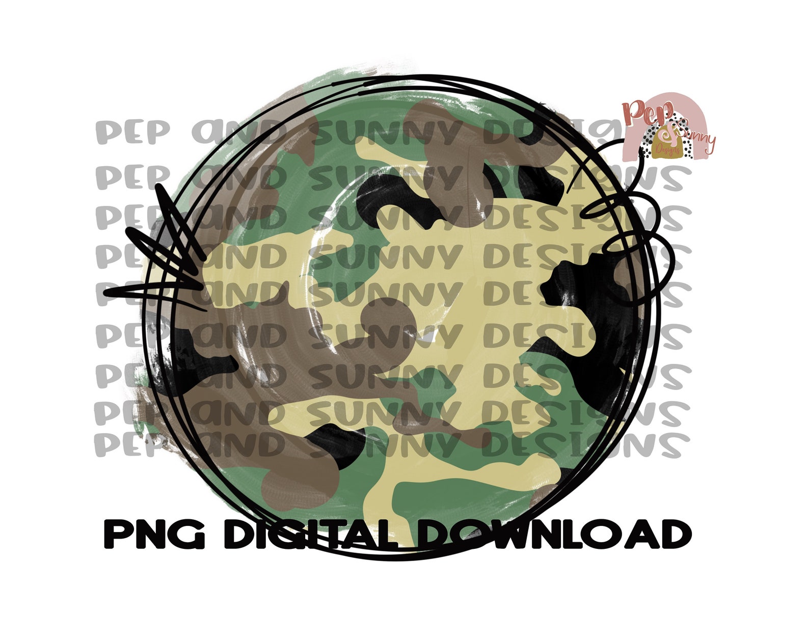 Camo Circle | Doodle | PNG Digital Download | Sublimation Design - Etsy