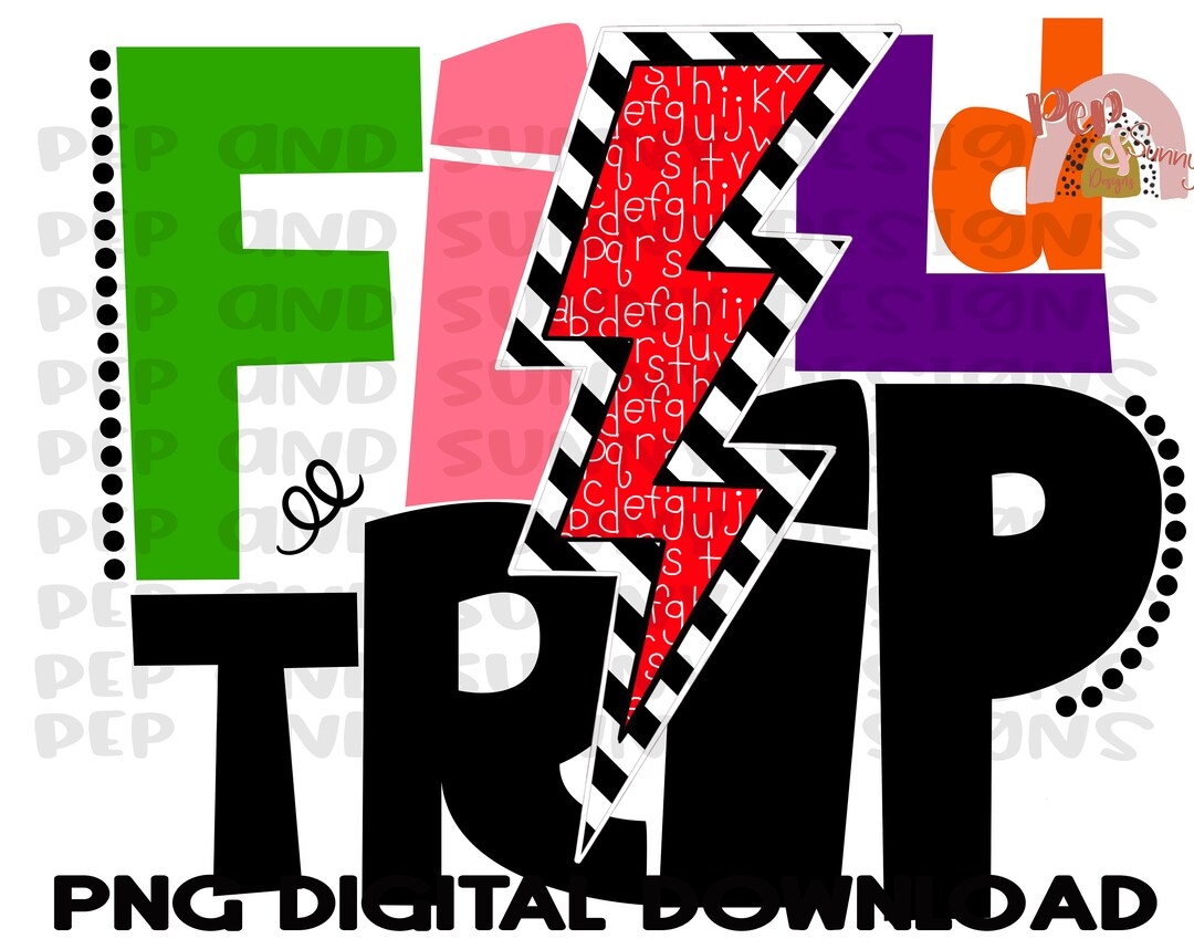 Field Trip | School Fun Day Design | Field Day | Lightning Bolt | PNG ...