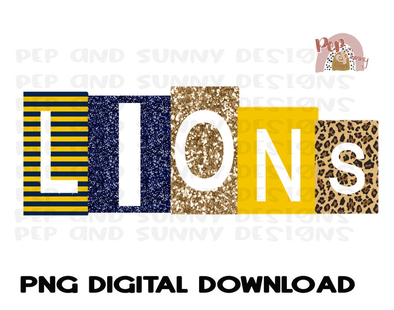 Lions | Spirit Tee | Block Stencil Design | PNG Digital Download ...