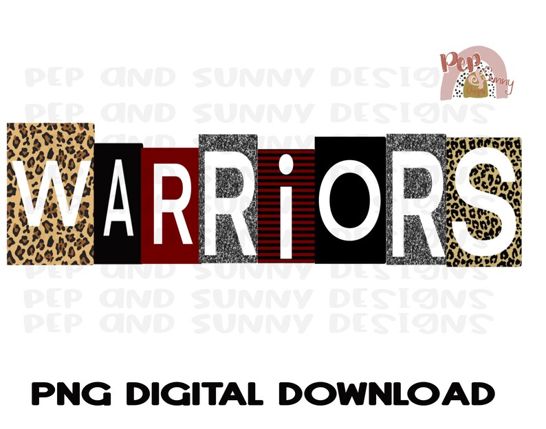 Warriors | Spirit Tee | Block Stencil Design | Mascot | PNG Digital ...