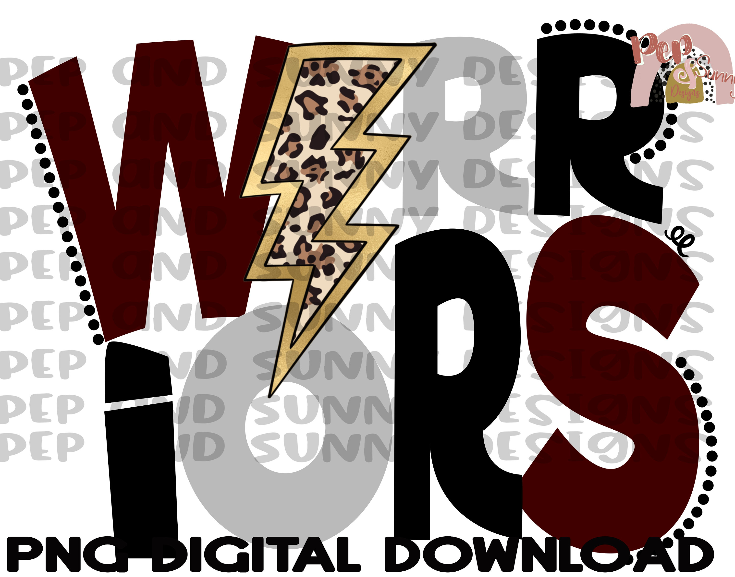 Warriors | Leopard Lightning Bolt | Spirit Tee | PNG Digital Download ...