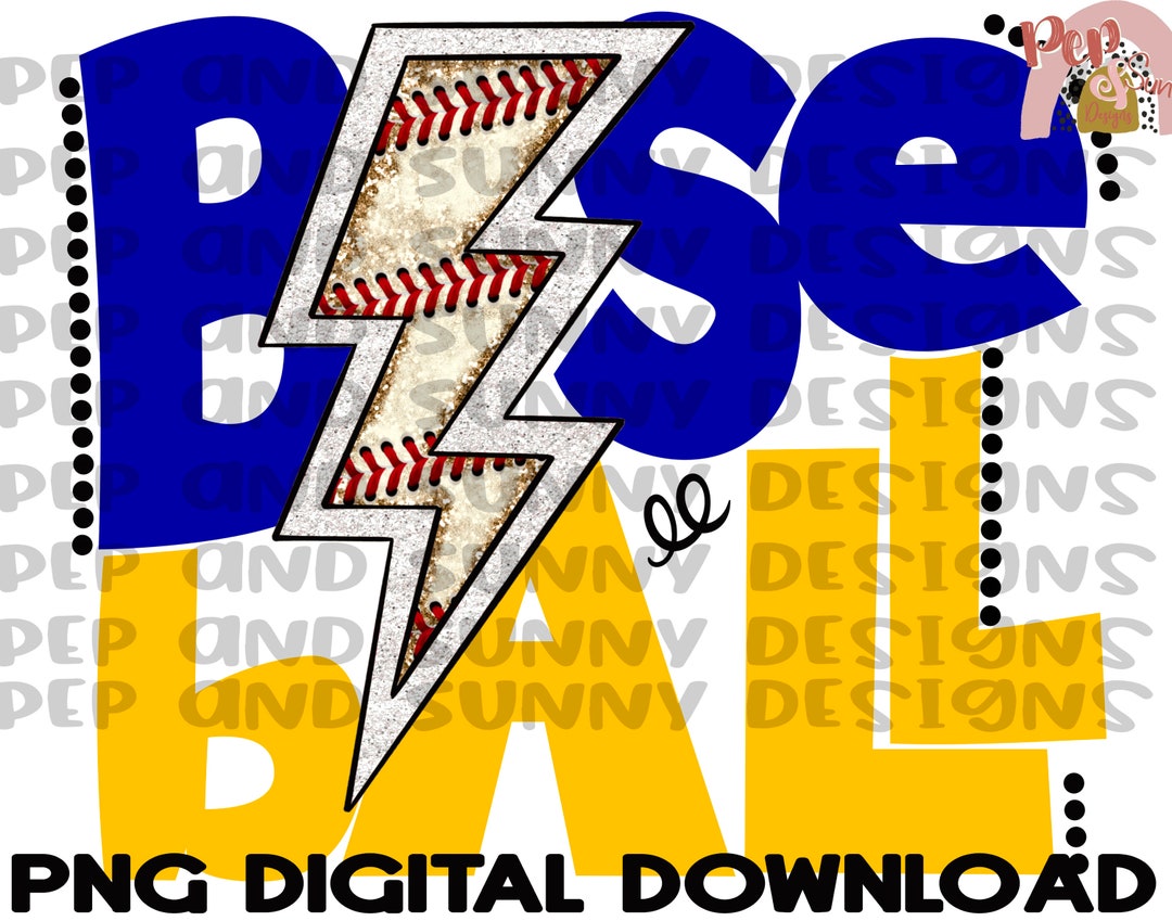 Baseball | Lightning Bolt | Glitter | Team Colors | PNG Digital ...