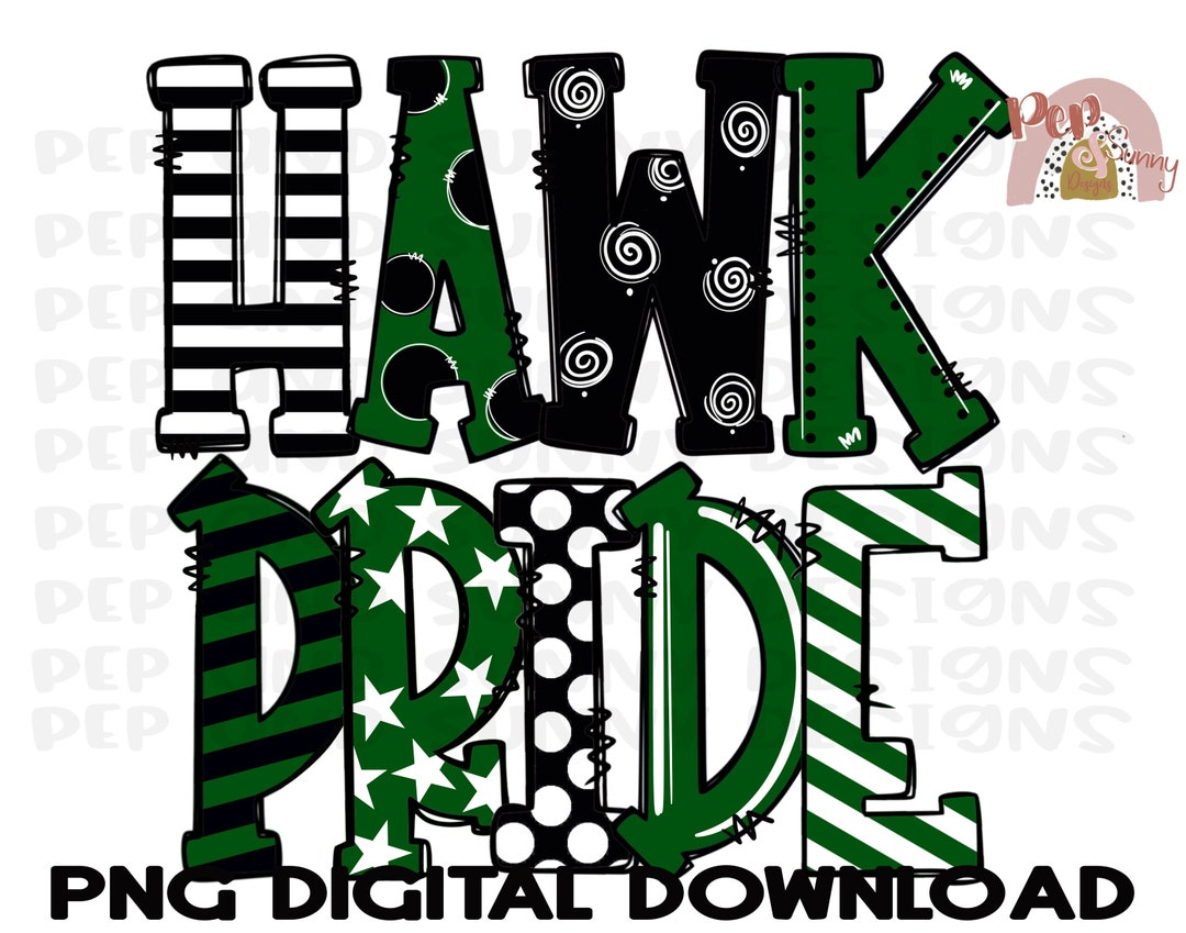 Hawk Pride Doodle Design Mascot Spirit Tee PNG Digital Download ...