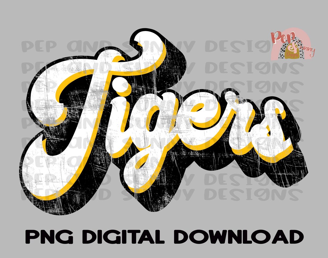 Tigers | Retro Design | Distressed | Spirit Tee | PNG Digital Download ...
