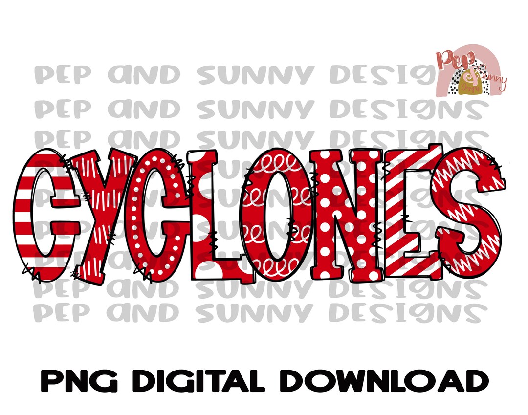 Cyclones | Doodle Design | Spirit Tee | School Colors | PNG Digital ...
