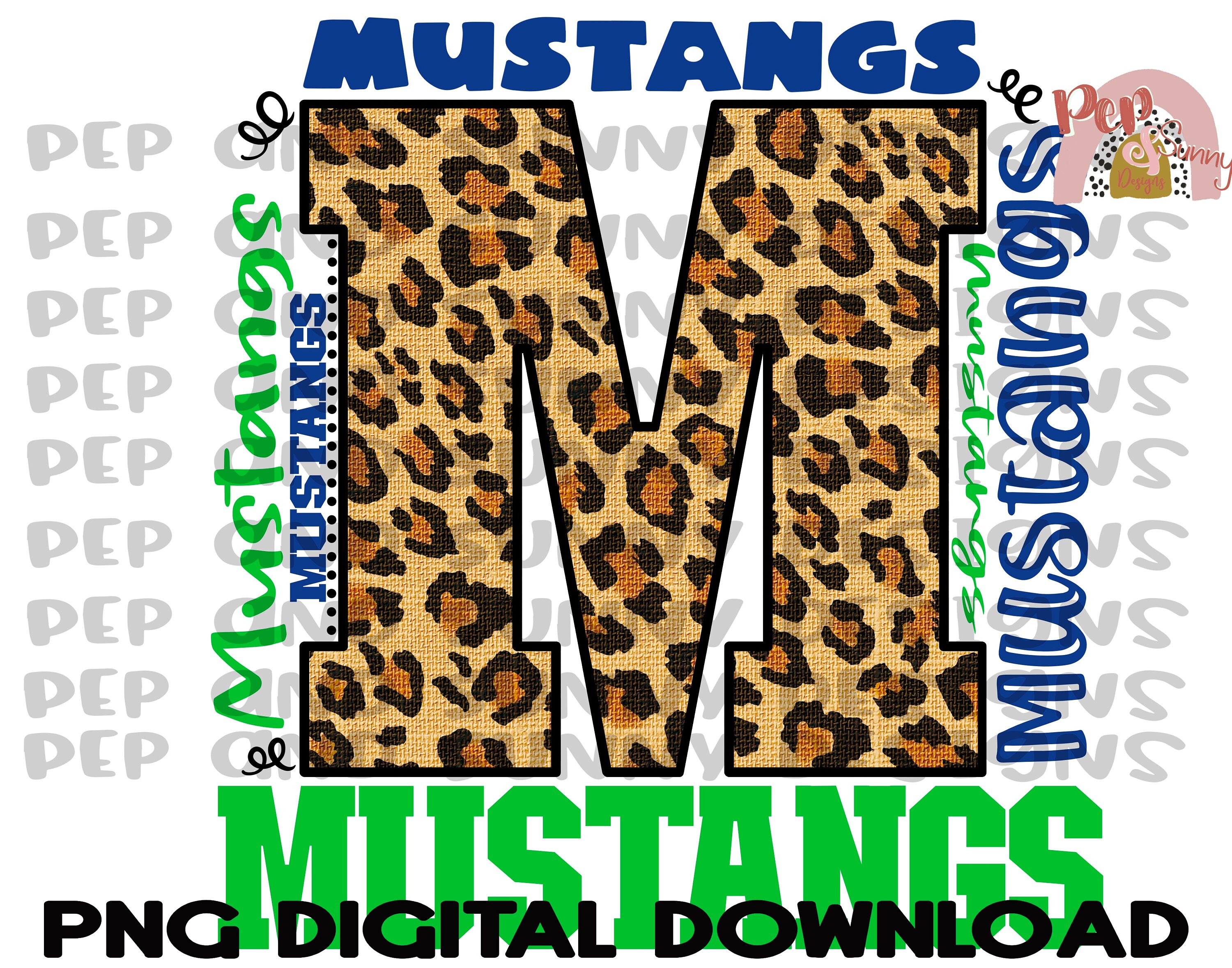 Mustangs | Collage | Leopard | PNG Digital Download | Sublimation ...