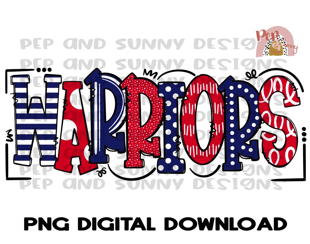 Warriors | Doodle Design | Navy Blue | Spirit Tee | PNG Digital ...