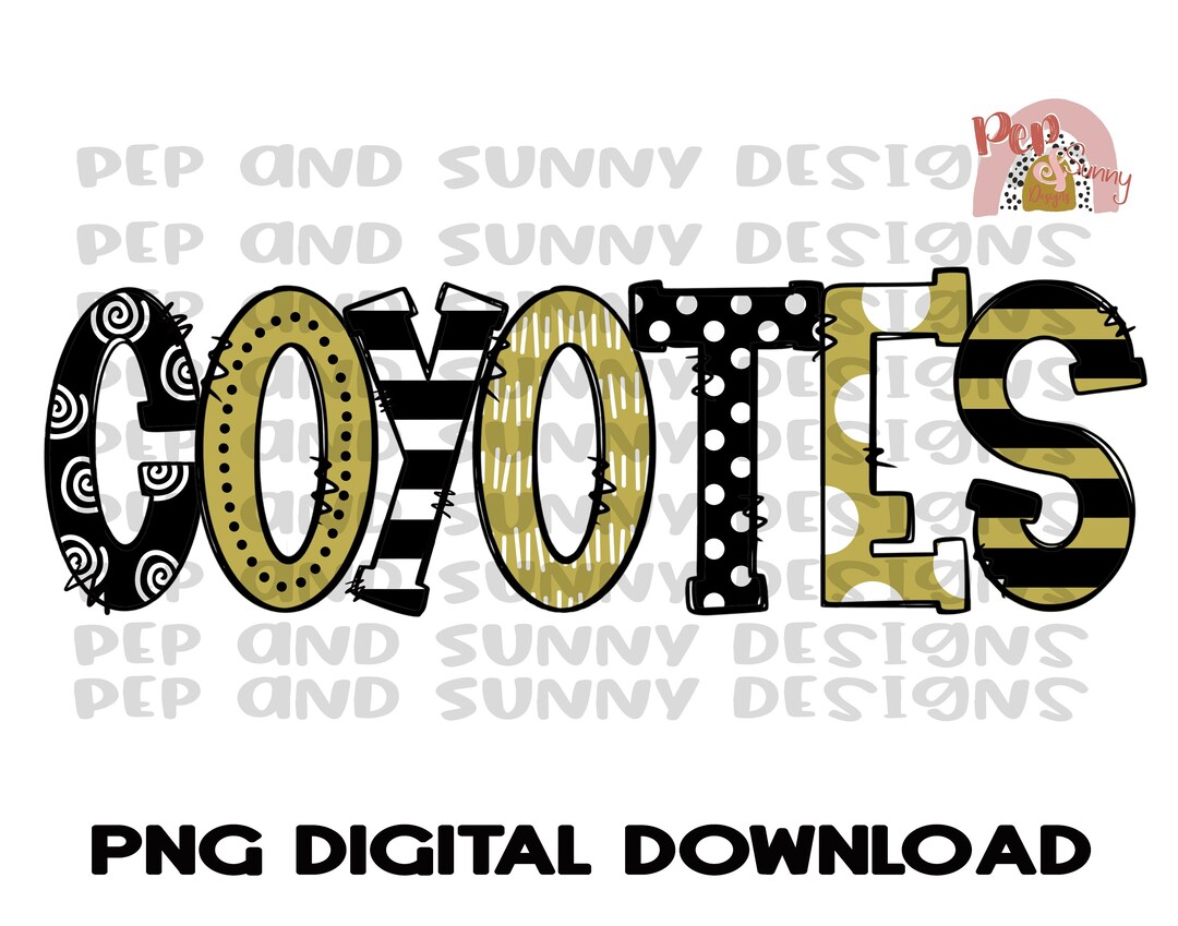 Coyotes | Doodle Design | Spirit Tee Design | PNG Digital Download ...