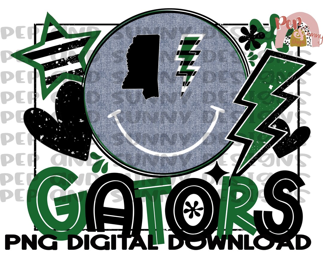 Gators Dark Green| Your State | Smile | Denim | Lightning Bolt Collage ...