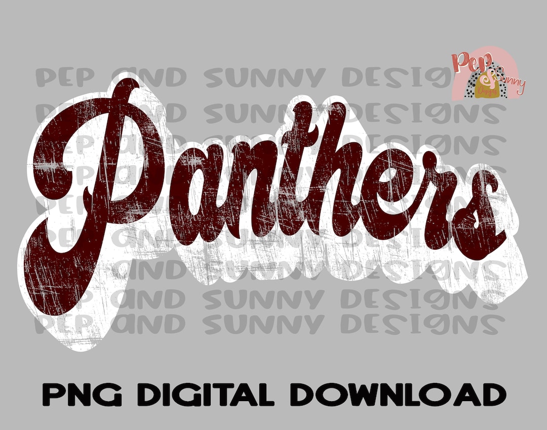 Panthers Retro Distressed Design Maroon Distressed Spirit Tee PNG ...
