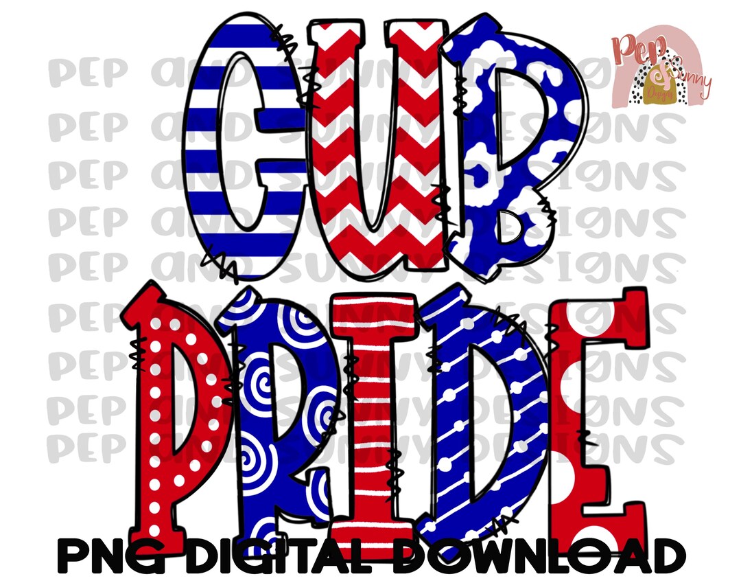 Cub Pride Red and Royal Blue | Doodle Design | Spirit Tee Design | PNG ...