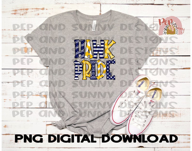Hawk Pride | Doodle Design | Mascot | Spirit Tee | PNG Digital Download ...