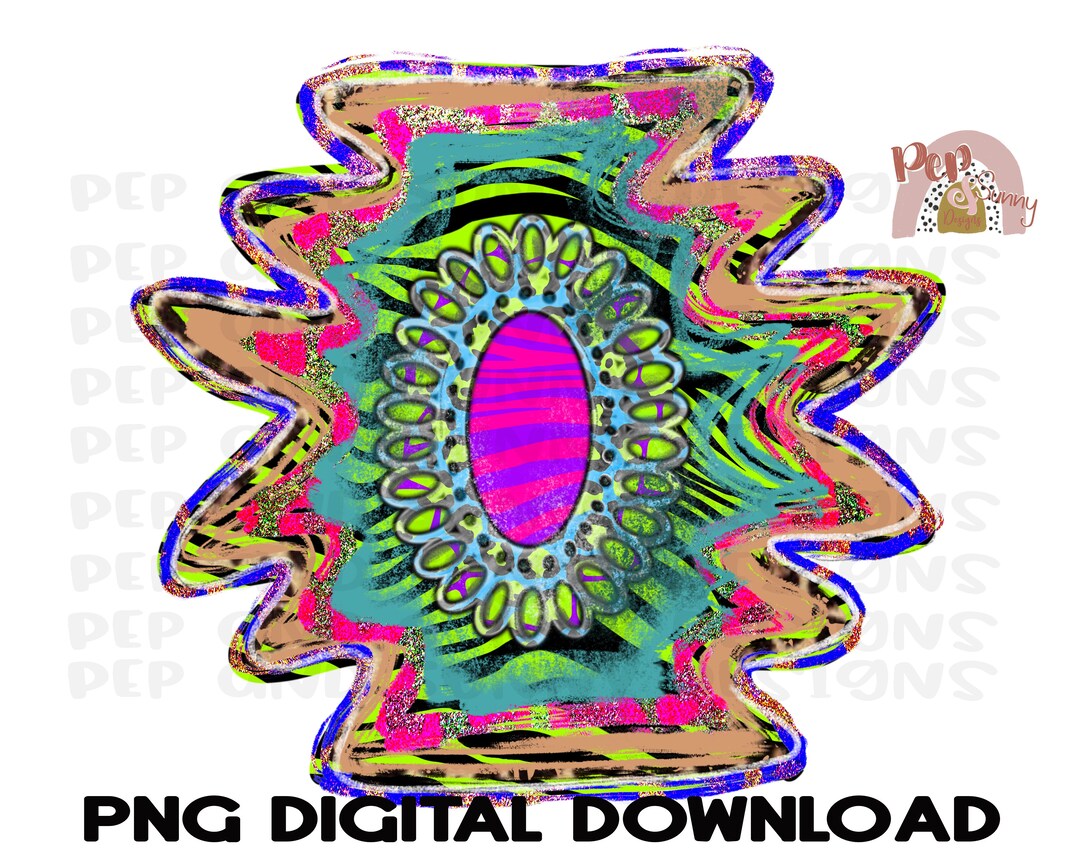 Neon Aztec Design | Turquoise | Western | Neon | Hand Drawn | PNG ...