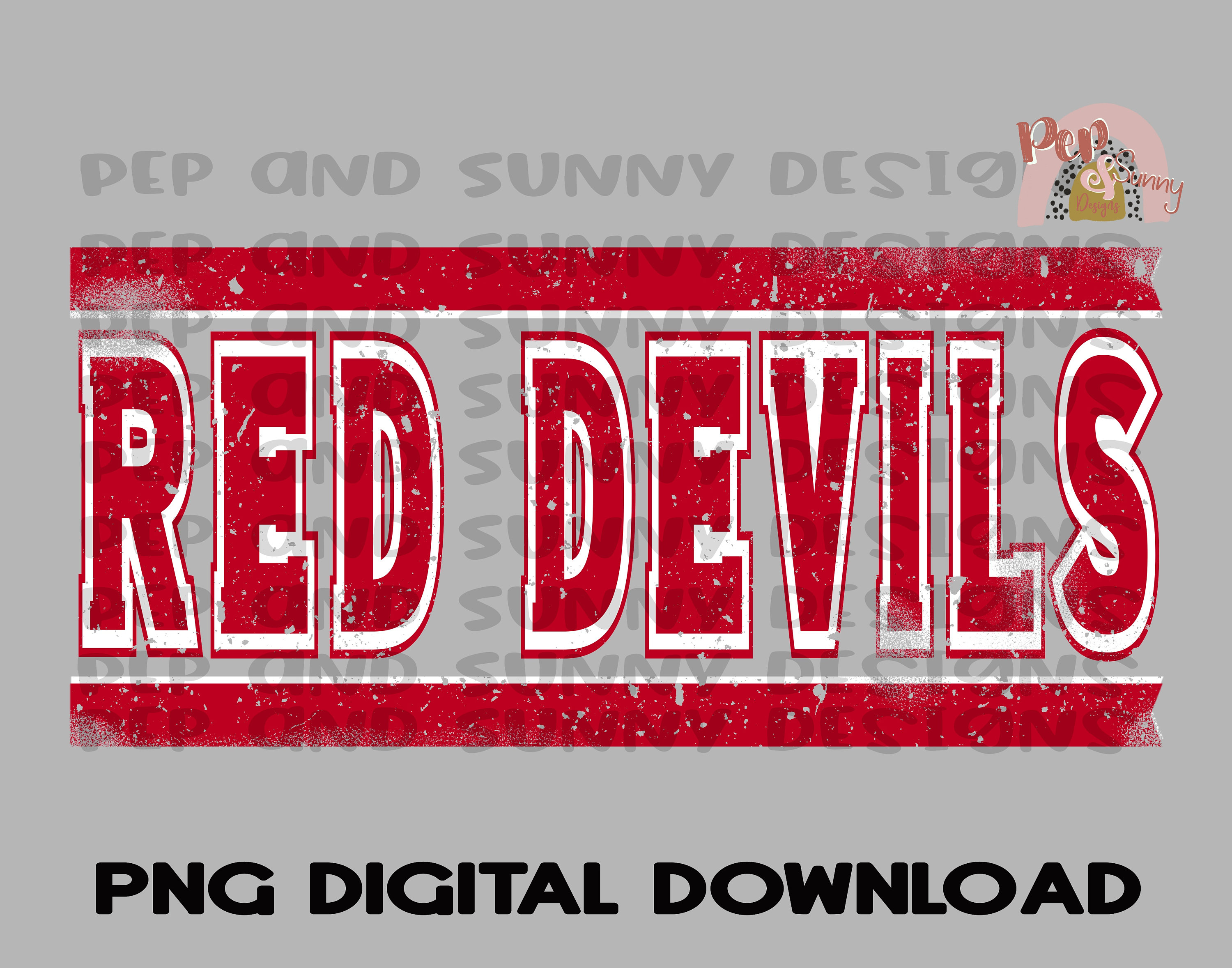Red Devils Spirit Tee Distressed Design PNG Digital - Etsy