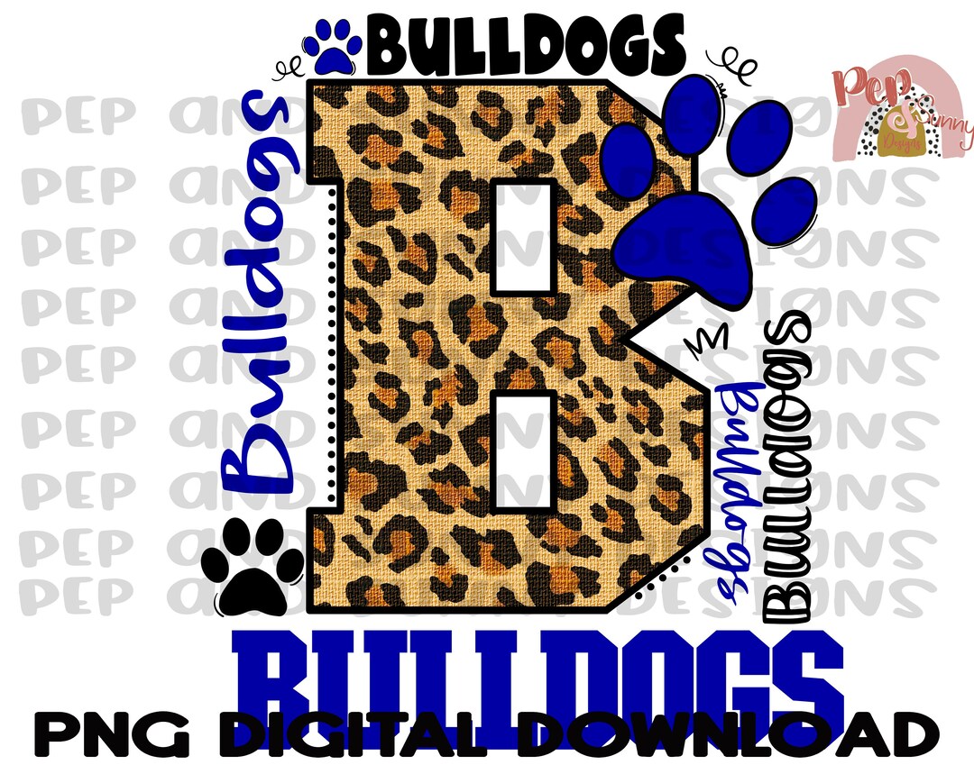 Bulldogs Royal Blue Collage Design | Leopard | PNG Digital Download ...