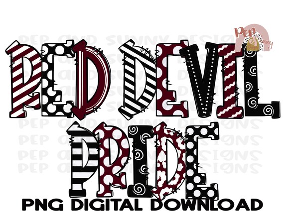 Red Devil Pride Doodle Design Spirit Tee PNG Digital | Etsy