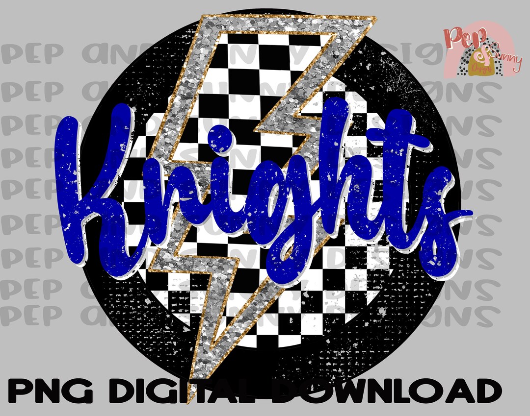 Knights | Distressed | Checkered | Spirit Tee | PNG Digital Download ...
