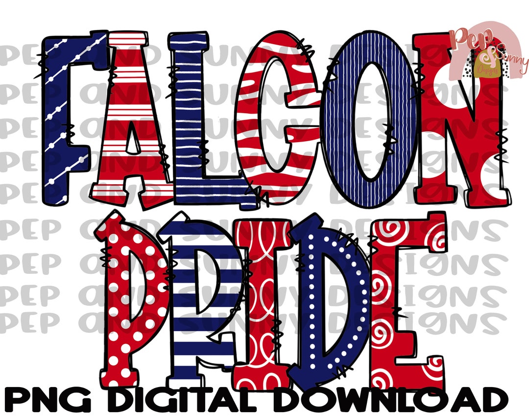 Falcon Pride | Doodle Design | Red and Navy Blue | Spirit Tee | PNG ...