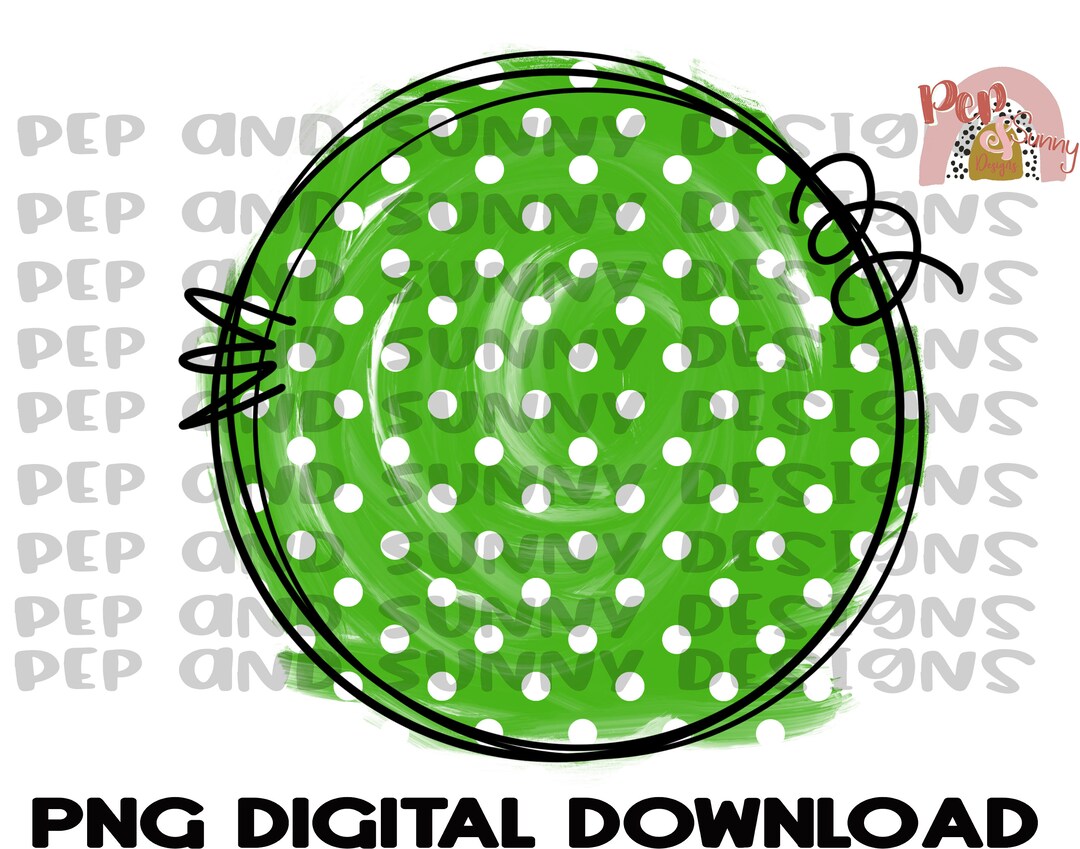 Green Polka Dots Circle | Doodle | PNG Digital Download | Sublimation ...