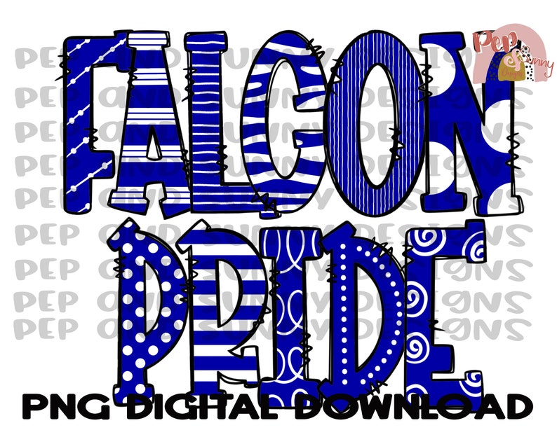 Falcon Pride Doodle Design Spirit Tee PNG Digital - Etsy