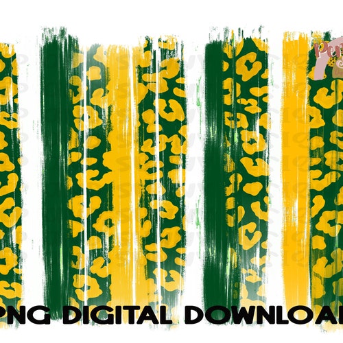 Leopard Brush Stroke Green & Yellow Gold Sublimation PNG - Etsy