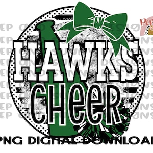 Hawks Cheer | Cheer Team Design | Dance Team Design | Megaphone | Bow ...