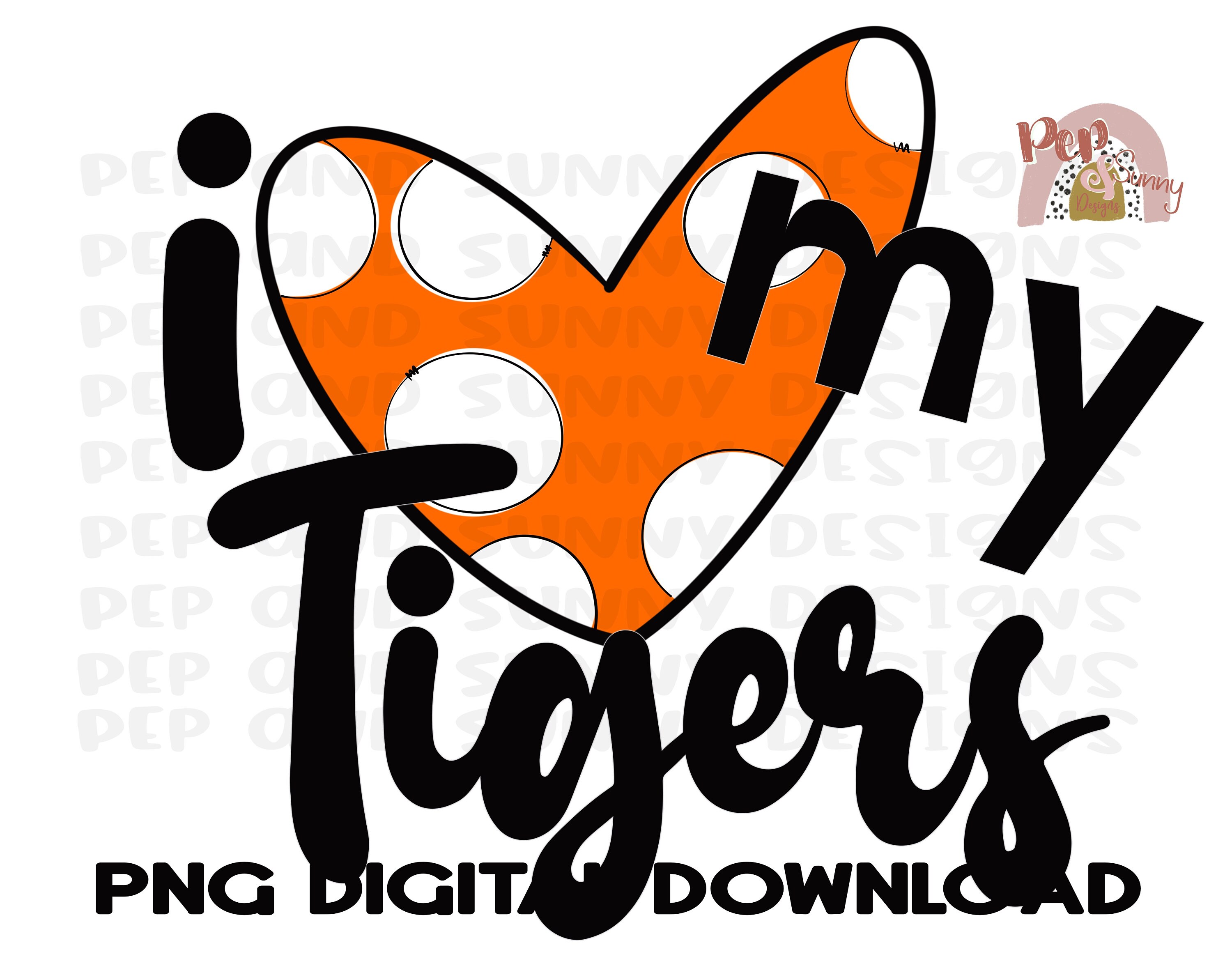 I Love My Tigers | Orange | Heart | Polka Dots | Spirit Tee | PNG ...