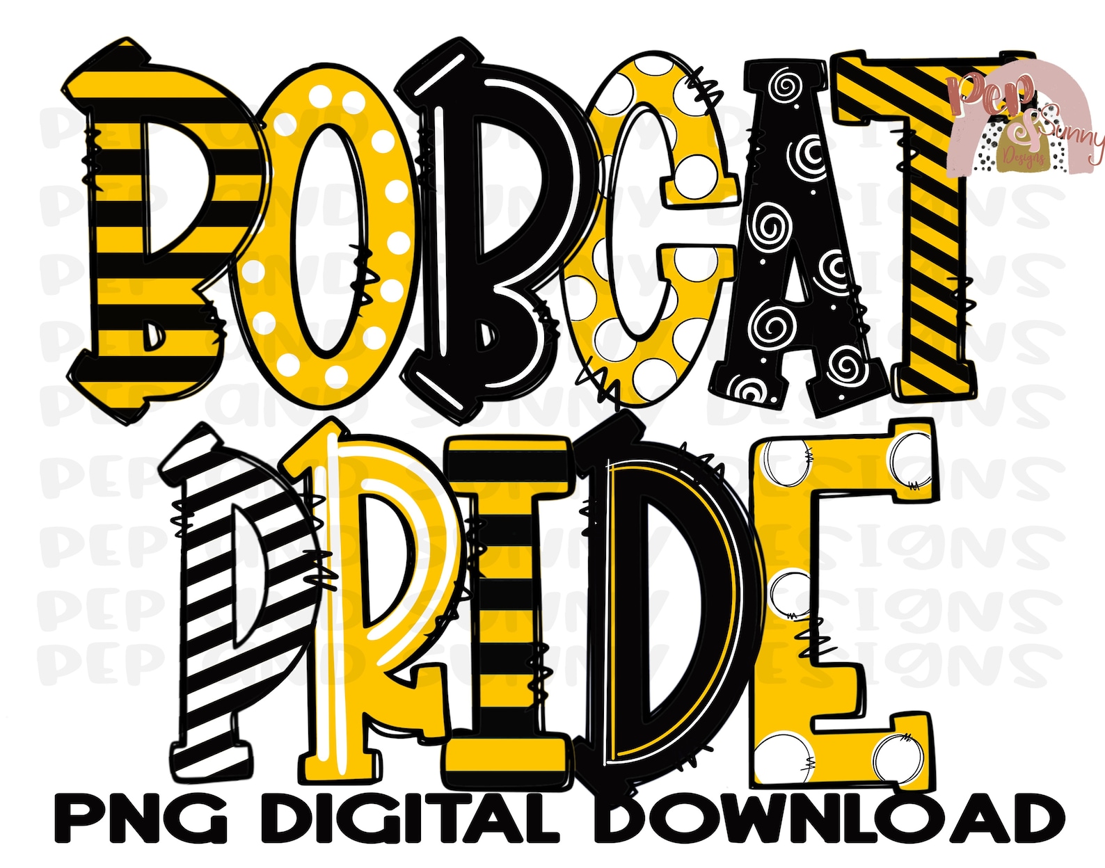Bobcat Pride | Doodle Design | Spirit Tee | Mascot | PNG Digital ...