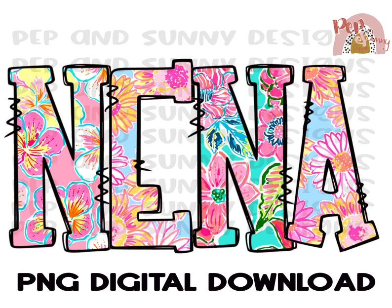 Nena Florals Doodle Design | PNG Digital Download | Sublimation Design ...