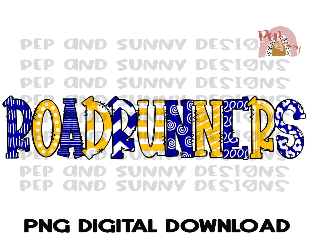 Roadrunners Royal Blue and Yellow Gold | Spirit Tee Design | Doodle ...