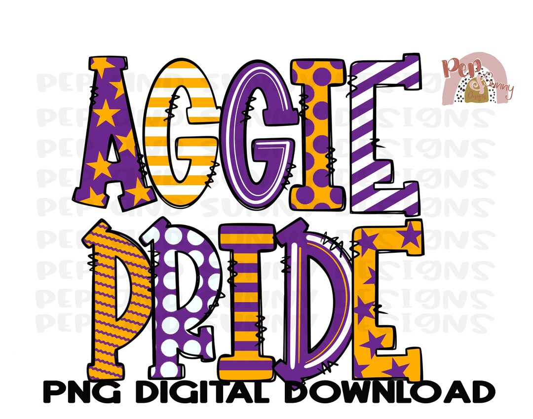 Aggie Pride | Doodle Design | Mascot | Spirit Tee | PNG Digital ...