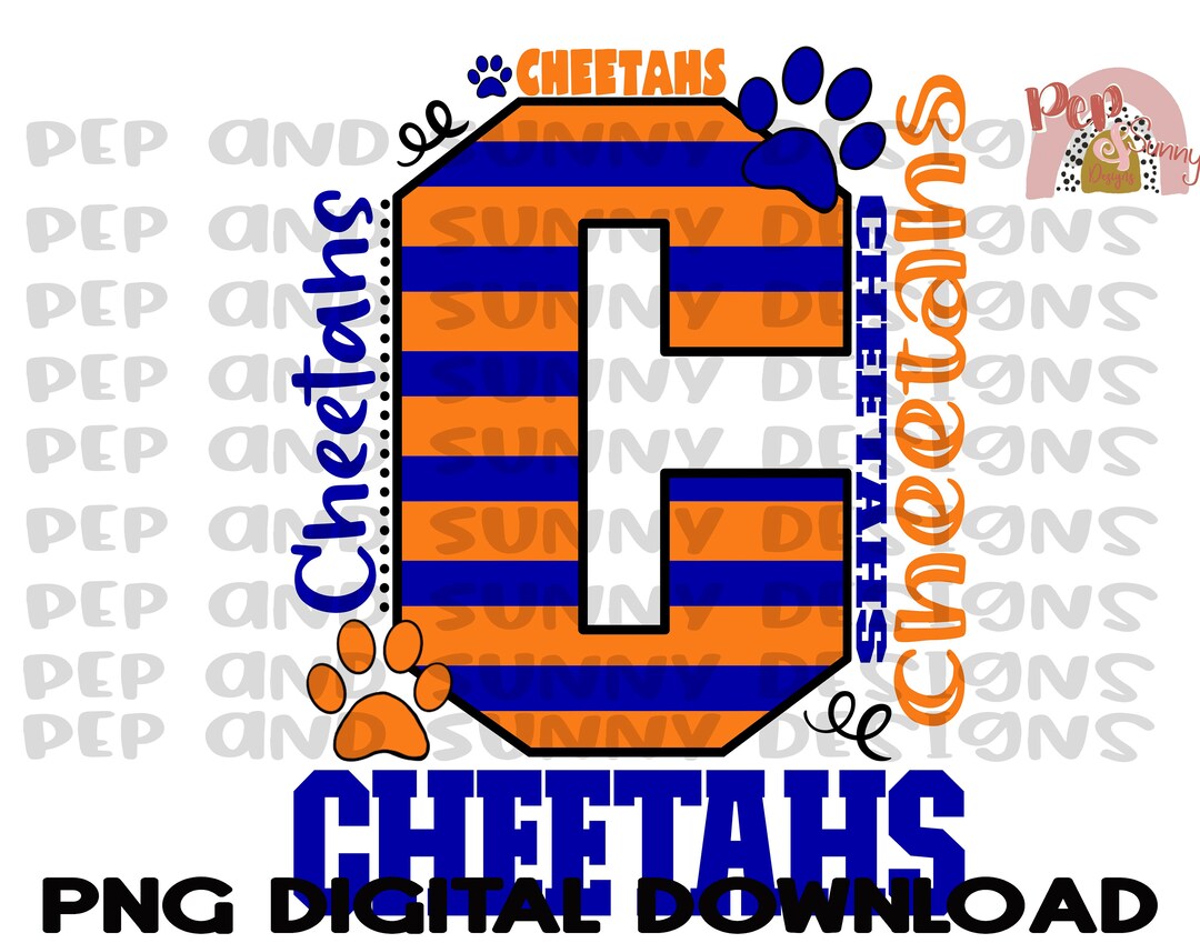 Cheetahs Collage Royal Blue and Orange Design | Spirit Tee Design | PNG ...