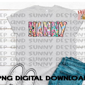 Nanny Florals Doodle Design | PNG Digital Download | Sublimation Design ...