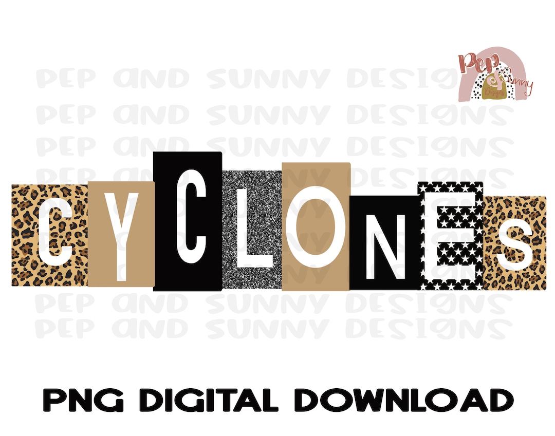 Cyclones | Spirit Tee | Block Stencil Design | PNG Digital Download ...