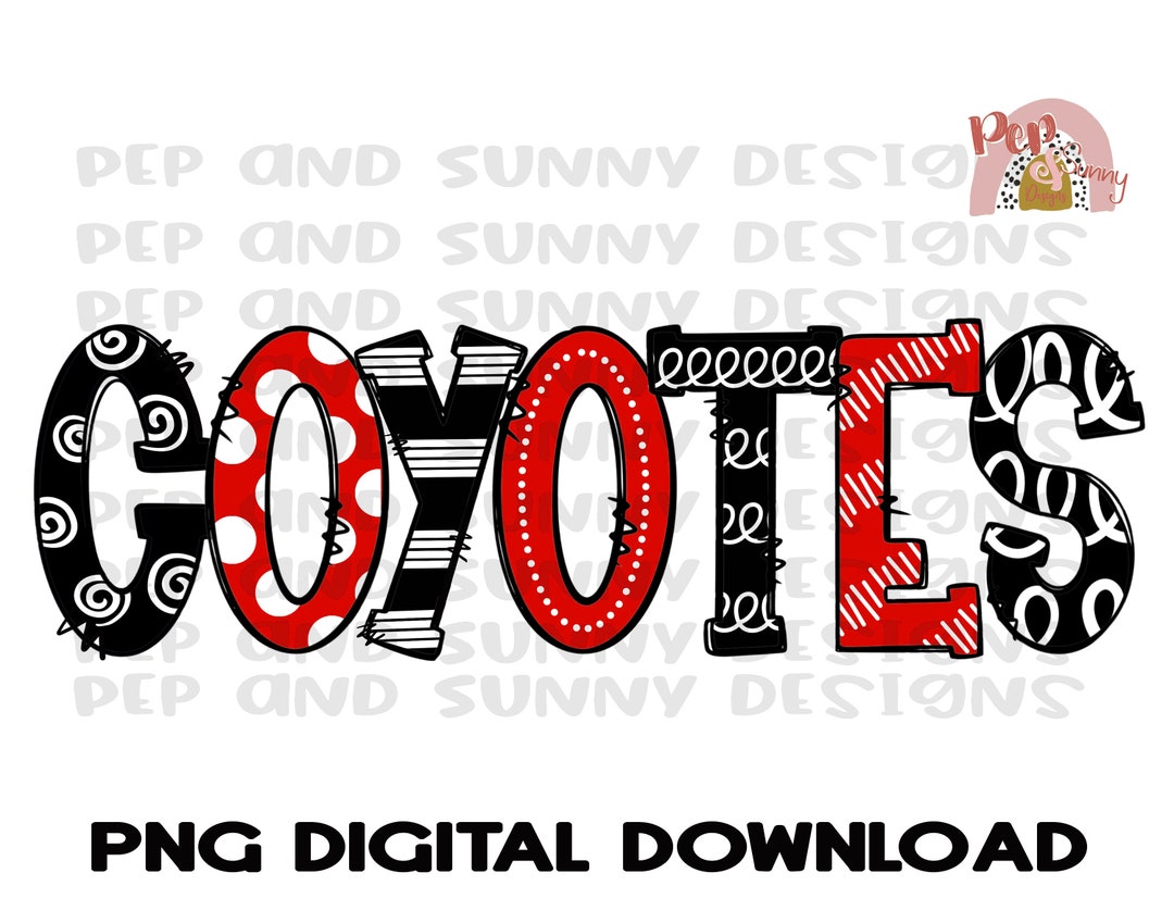 Coyotes | Doodle Design | Spirit Tee Design | PNG Digital Download ...