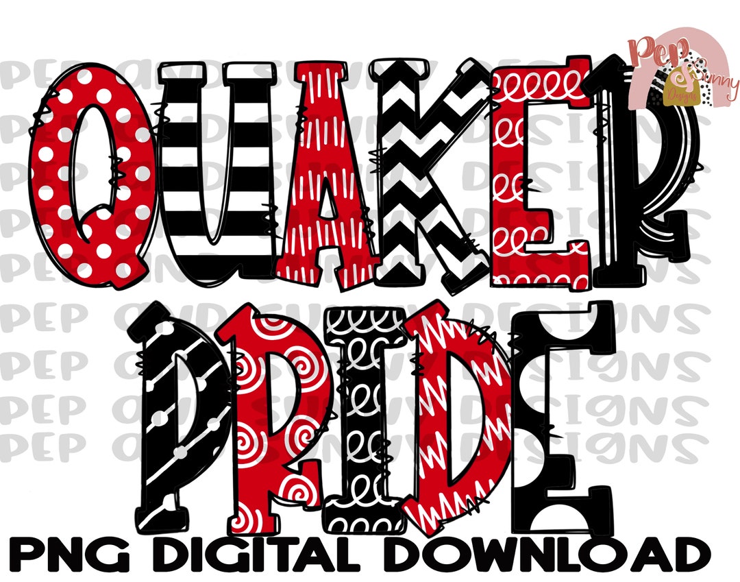 Quaker Pride | Doodle Design | Mascot | Spirit Tee | PNG Digital ...