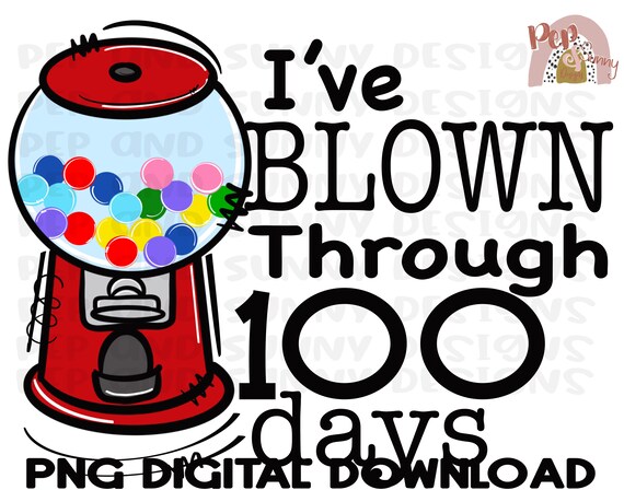 100 Days of School Gumball Machine Hand Drawn PNG Digital | Etsy