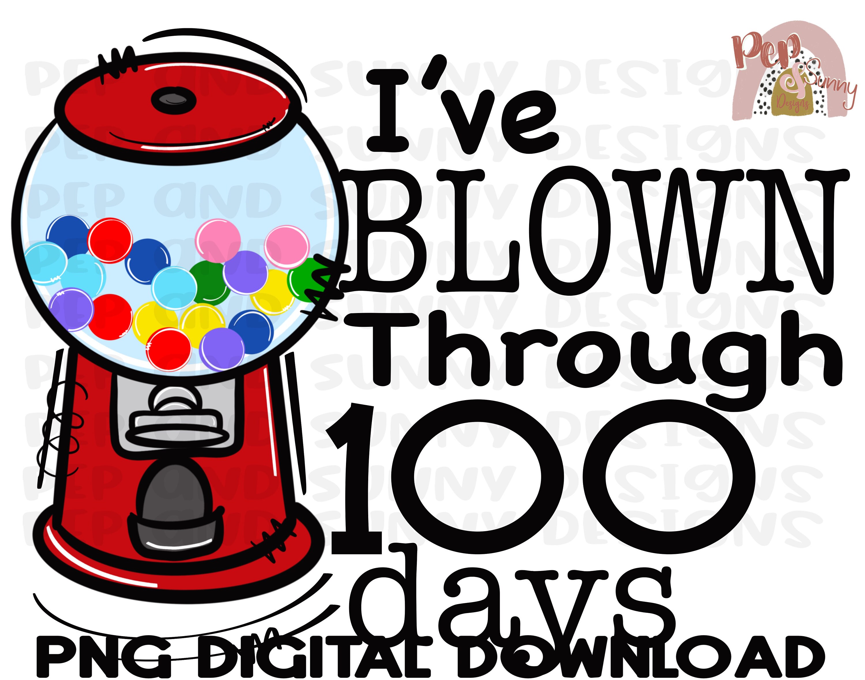 100 Days of School Gumball Machine Hand Drawn PNG Digital | Etsy