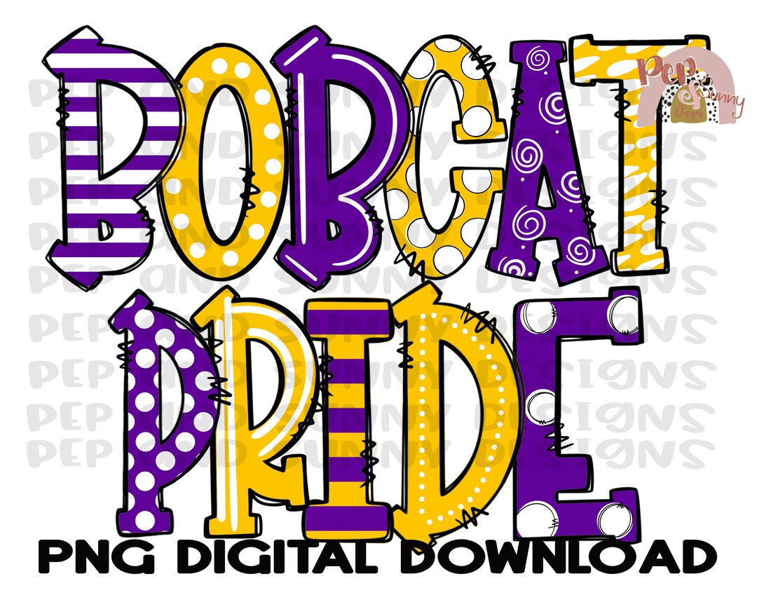 Bobcat Pride | Doodle Design | Spirit Tee | PNG Digital Download ...