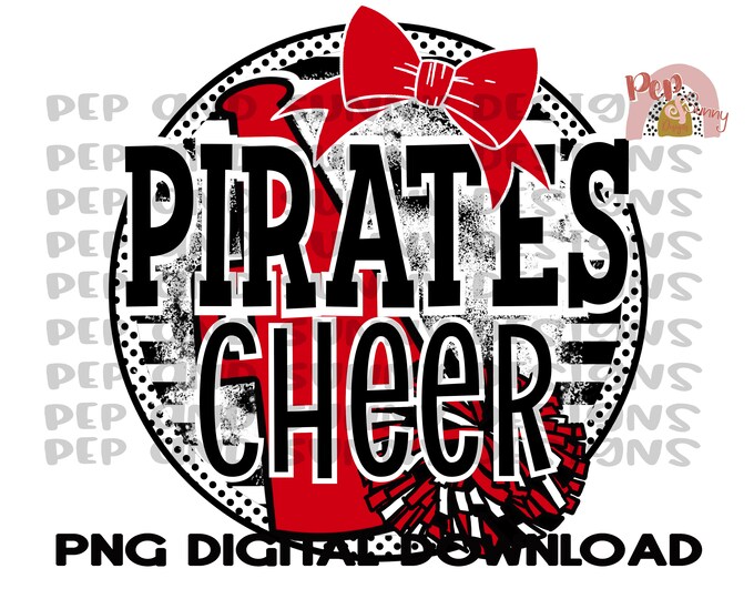 Pirates Cheer Cheer Team Design Dance Team Design Megaphone Bow PNG ...