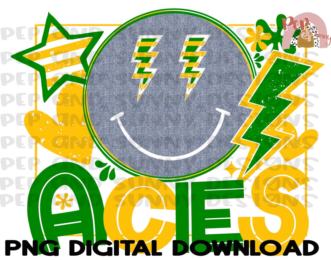 Aces Smiley Collage | Denim | Lightning Bolt Stars Collage | Distressed ...