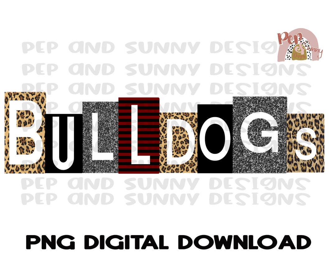 Bulldogs | Block Stencil Design | School Colors | Spirit Tee | PNG ...